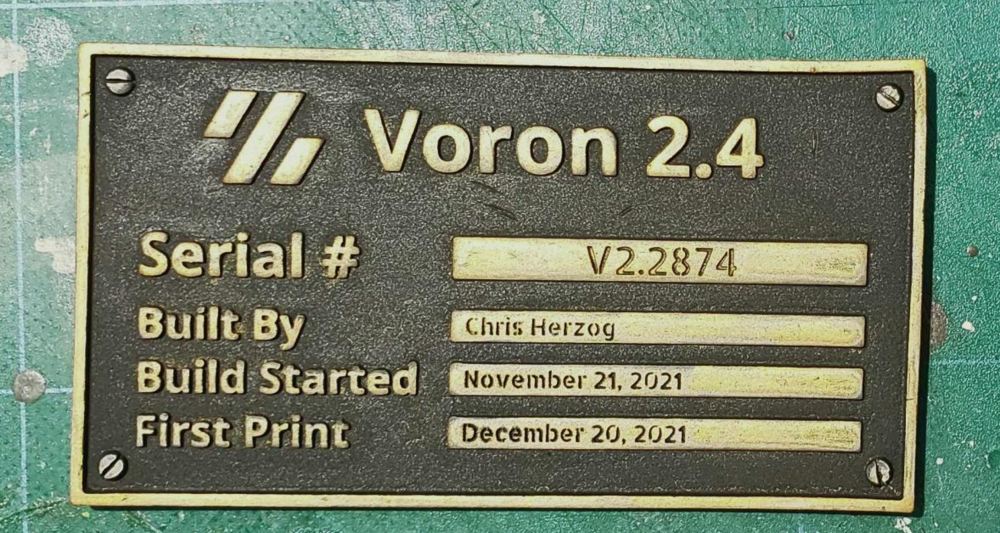 Serial Number Plate - Build Diaries - Team FDM