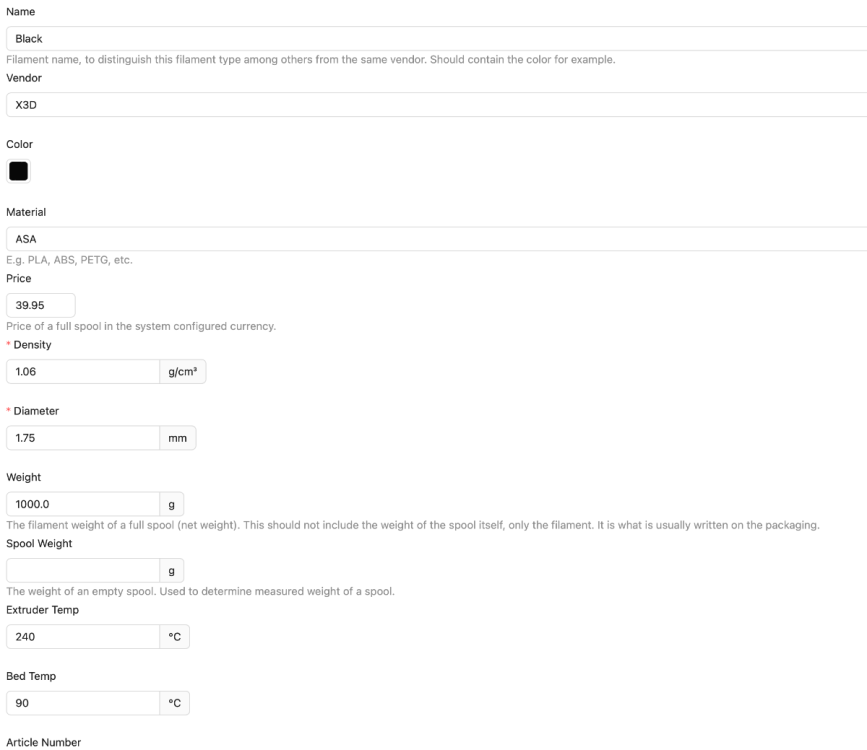 Spoolman - Filament Management - Filaments - Team FDM
